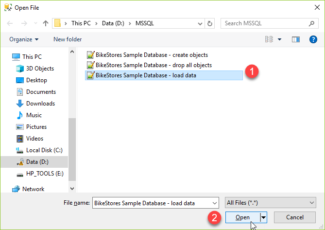 001.005.Load Sample Database - SQL Guide